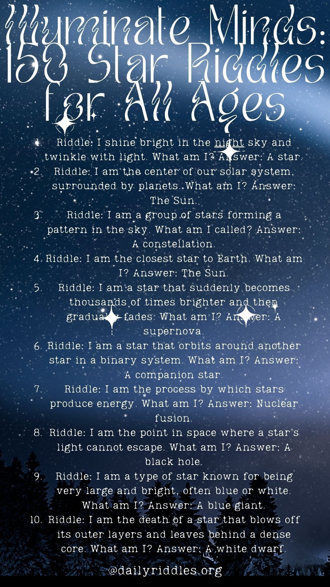 Illuminate Minds: 150 Star Riddles for All Ages: Daily Riddles